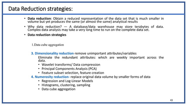 Unit 1 Data Pre Processing Data Cleaning Transformation Reduction