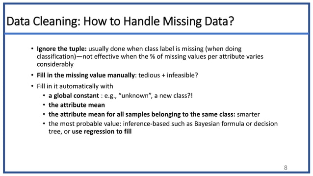 Unit 1 Data Pre Processing Data Cleaning Transformation Reduction Integrationpptx