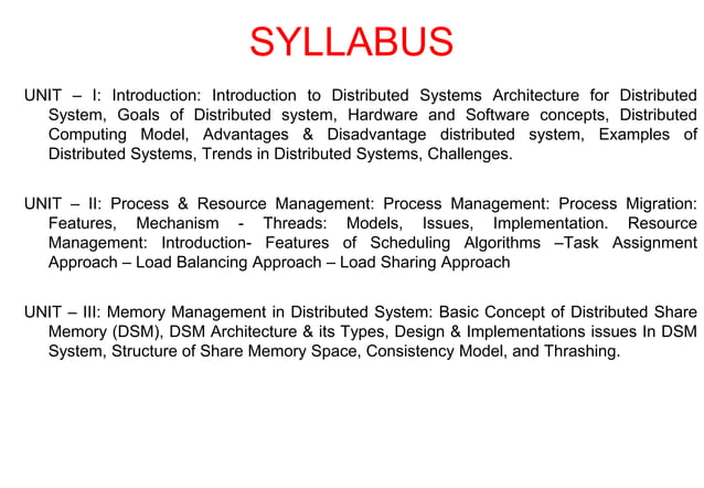 unit-1@ DISTRIBUTED SYSTEMS-III B.TECH -CSE.ppt | Computer Networking | Computing