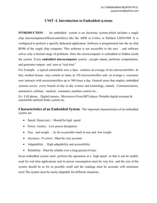 Unit 1 embedded systems and applications | DOC