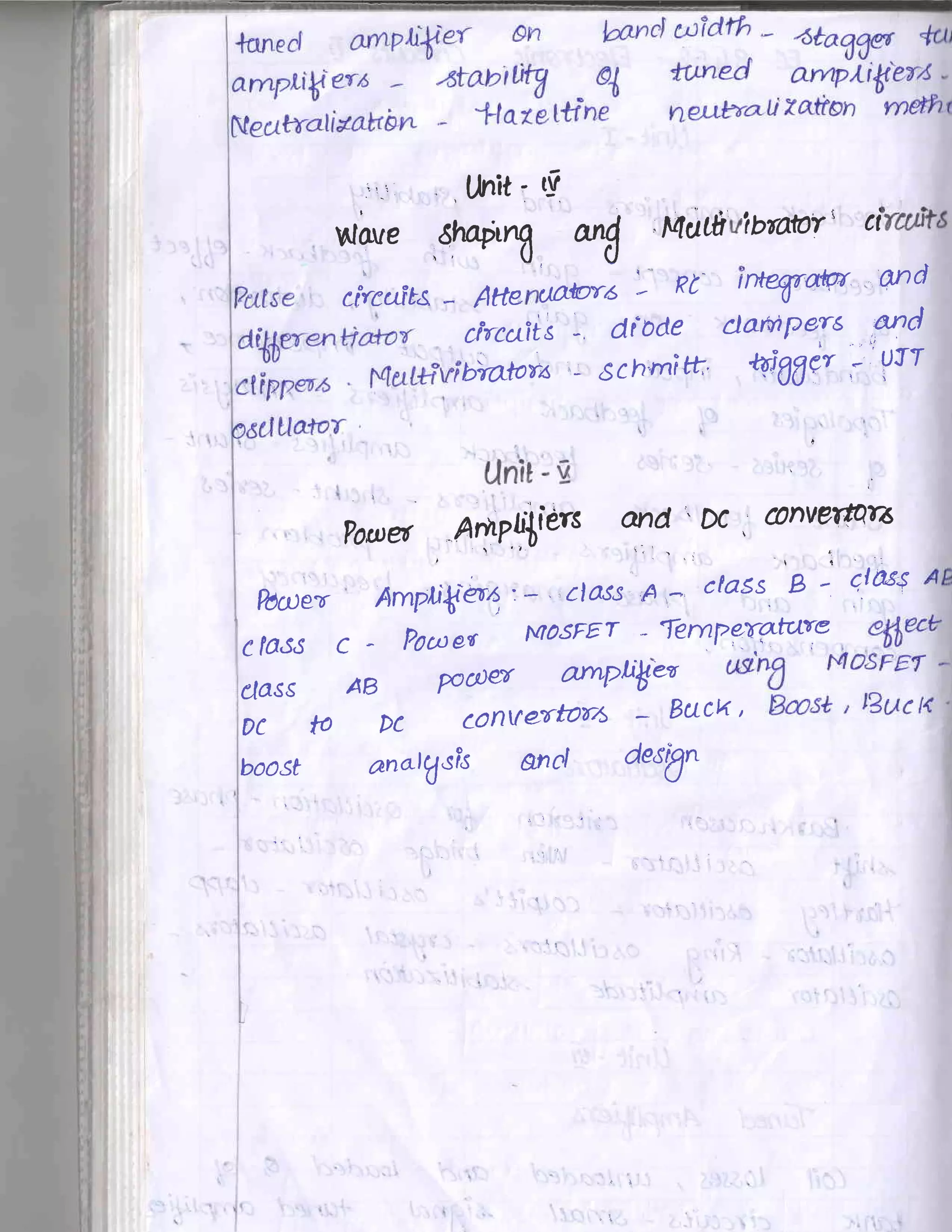 EC8452-ELECTRONIC CIRCUITS II (Handwritten Notes) | PDF
