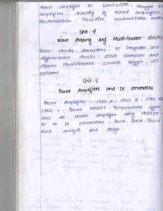 EC8452-ELECTRONIC CIRCUITS II (Handwritten Notes) | PDF