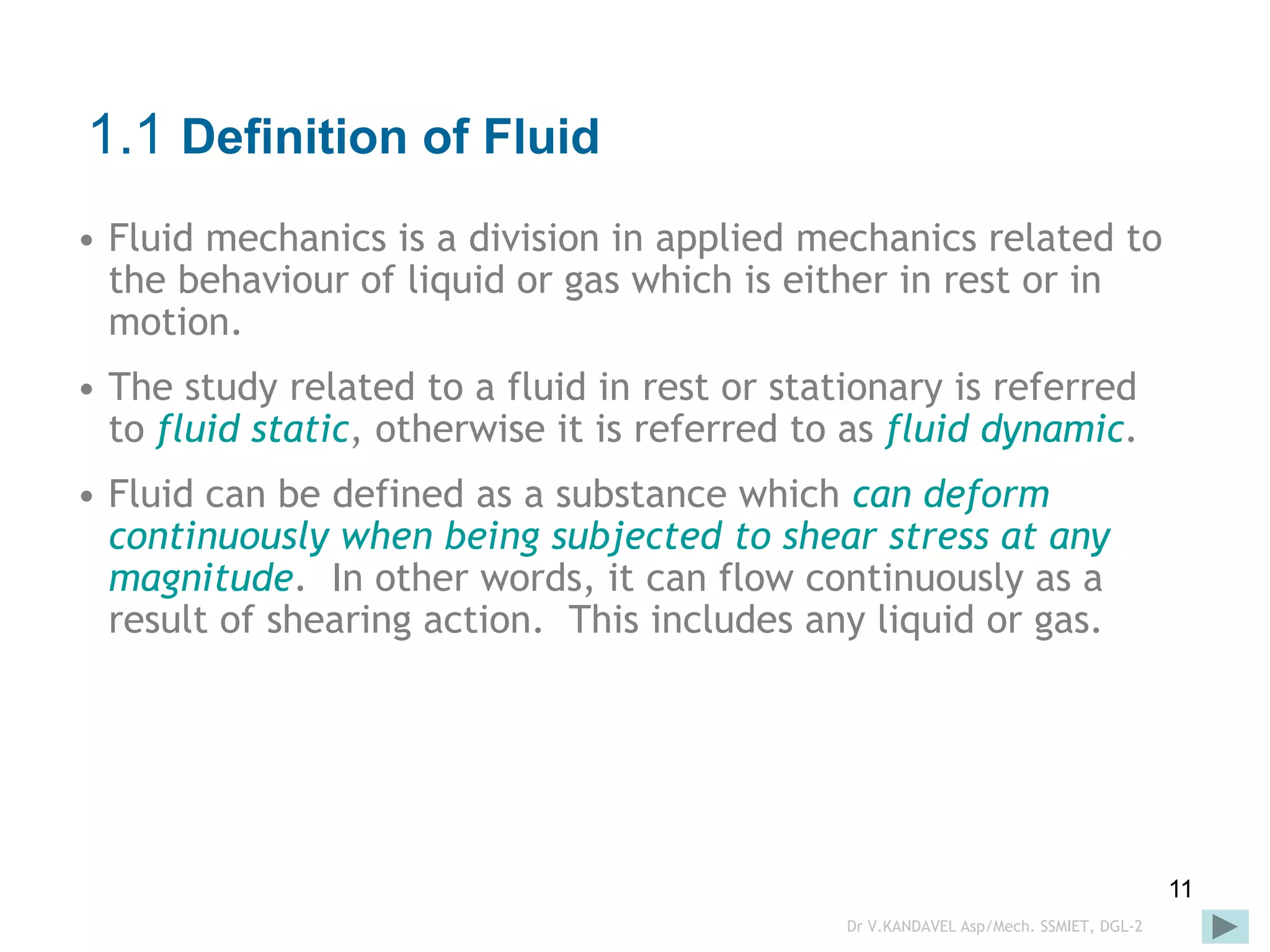 Fluid Mechanics Unit-1 (vk-ssm) | PPTX