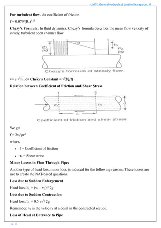 unit-1 general hydraulics. This slides is water transmission, water ...