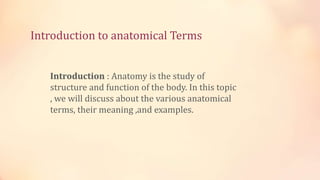 UNIT-1 INTRODUCTION TO ANATOMICAL TERMS ORGANIZATION OF THE BODY.pptx