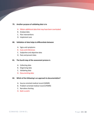 Unit-1 "Introduction to Health Assessment Concepts" Health Assessment MCQS | PDF