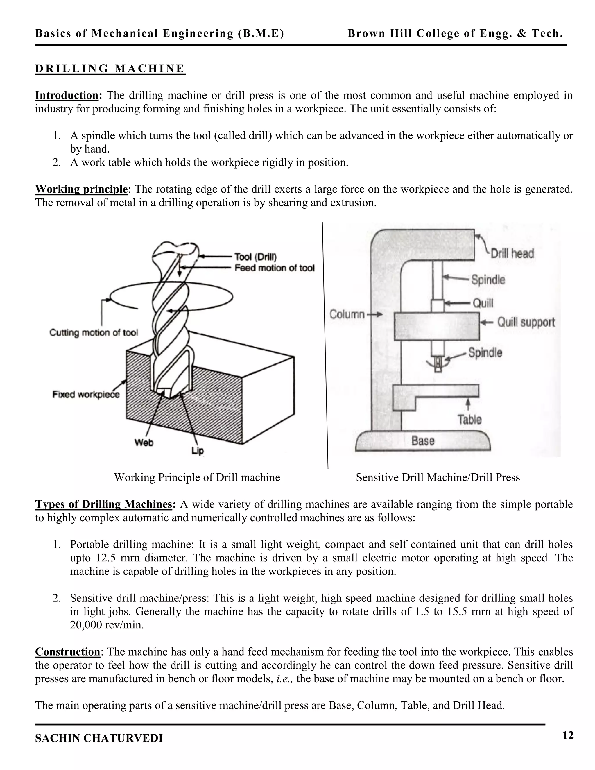 Unit 1 introductiontomachineandmachinetool | PDF | Woodworking | Arts ...