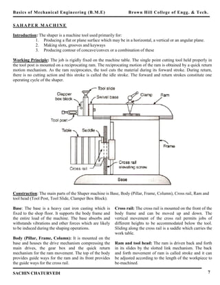 Unit 1 introductiontomachineandmachinetool | PDF