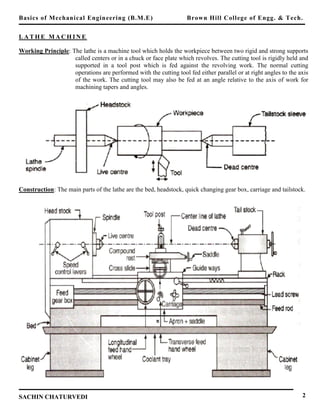 Unit 1 introductiontomachineandmachinetool | PDF