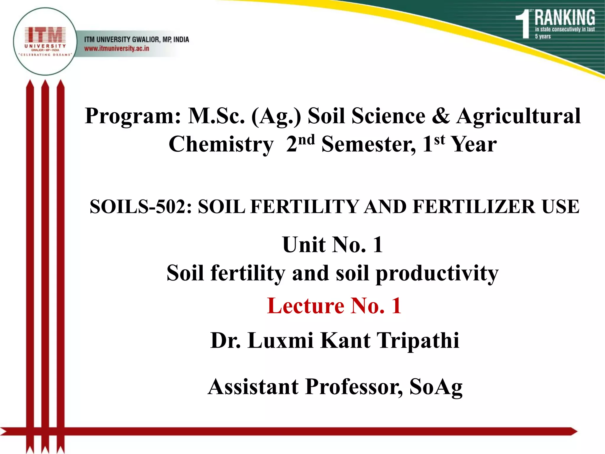 MSc Ag Soil Science & Fertility Lecture | PPT
