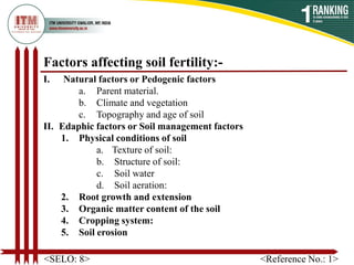 Unit 1 lecture-1 soil fertility and soil productivity | PDF