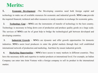 Unit 1 Lecture-5(characteristics and role of mncs) | PPTX