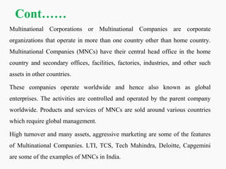Unit 1 Lecture-5(characteristics and role of mncs) | PPTX