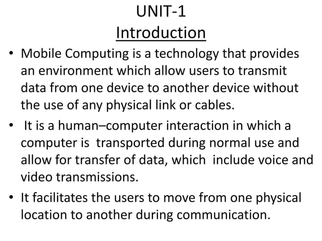 Unit 1 Mobile Computing 2pptx For Notes Ppt