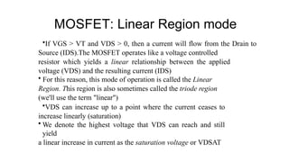 Metal Oxide Semiconductor Field Effect Transistor | PPTX