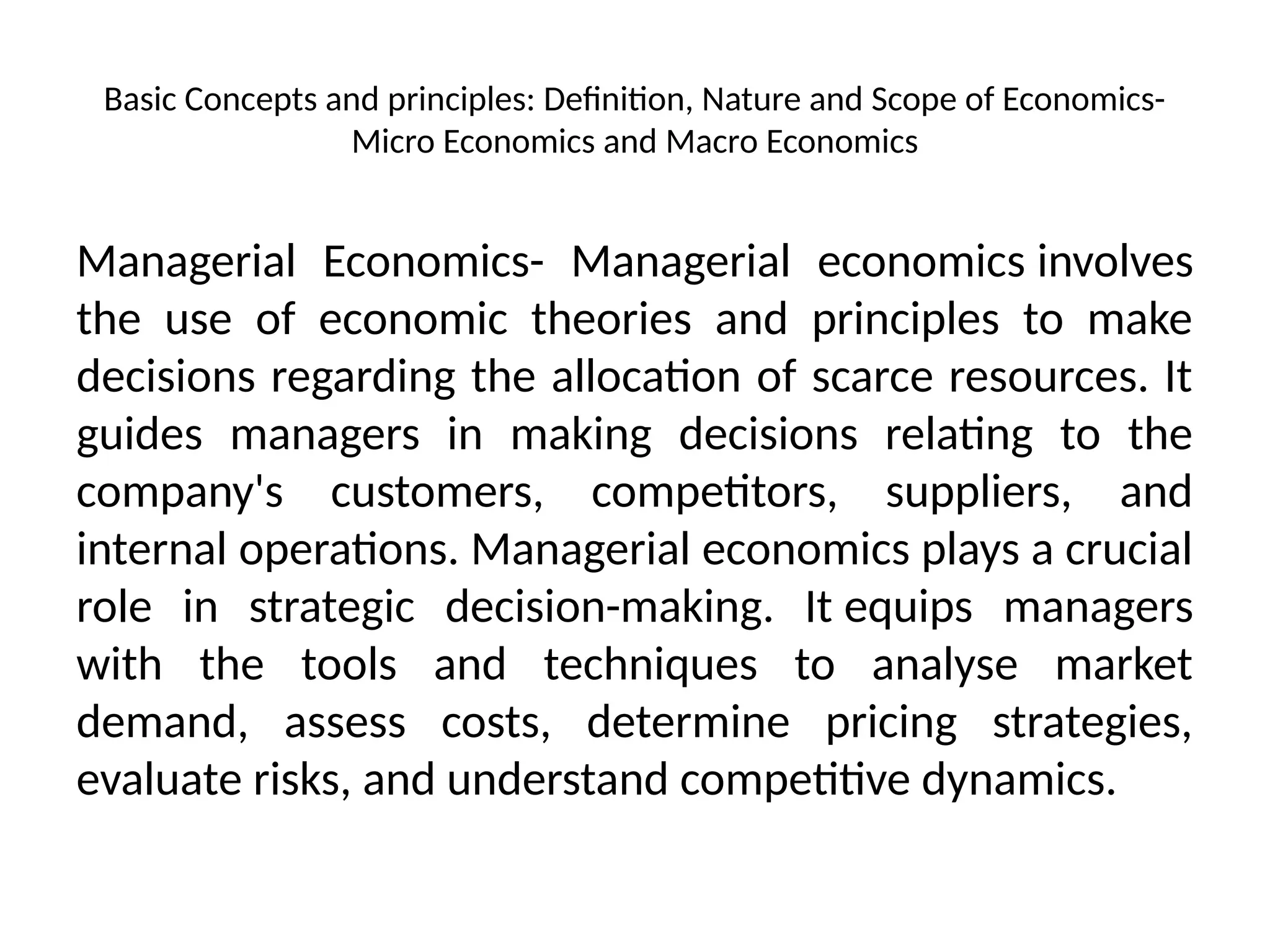 UNIT -1 notes managerial economics includes principle of Managerial ...