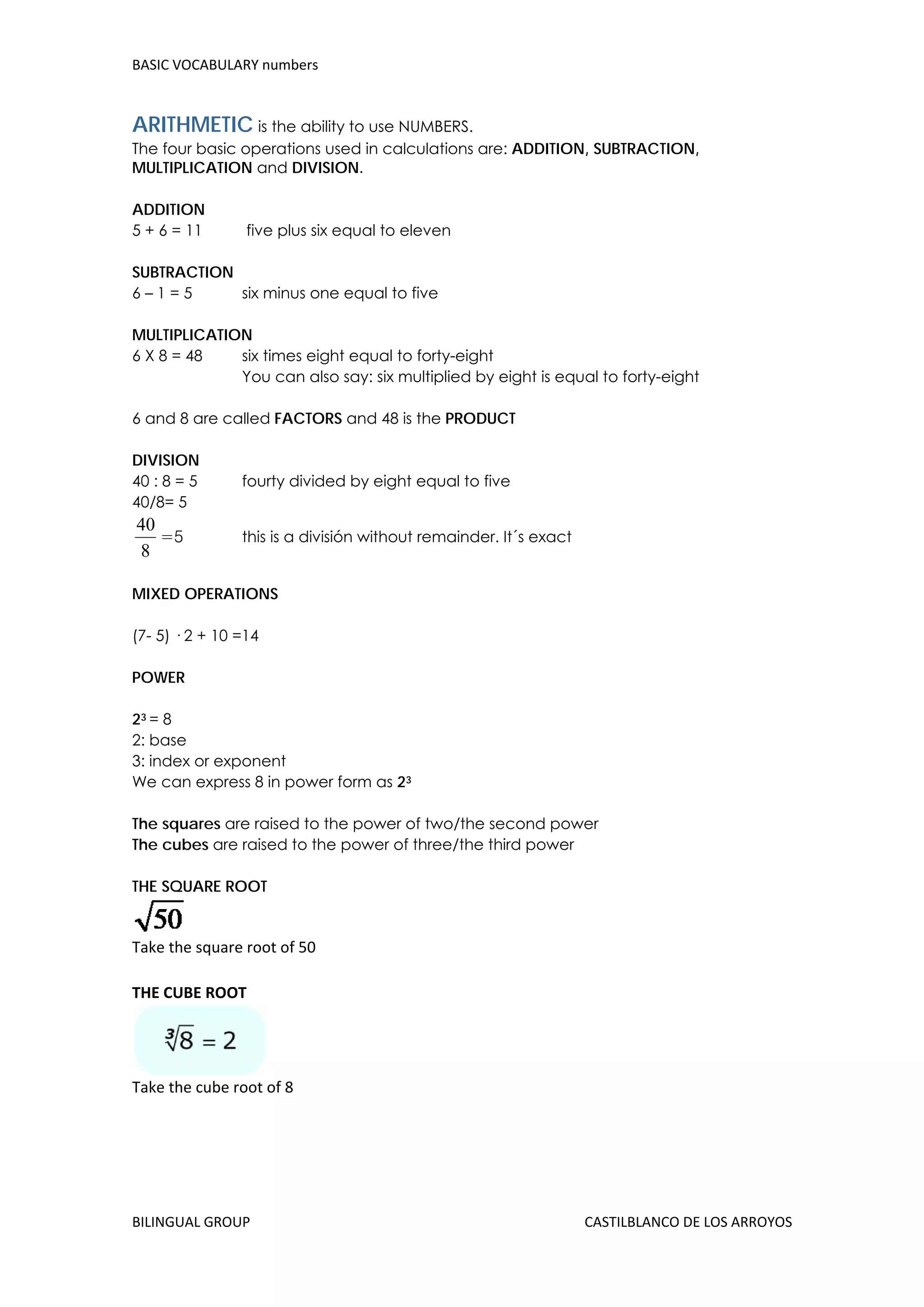 Unit 1 numbers-vocabulary | PDF