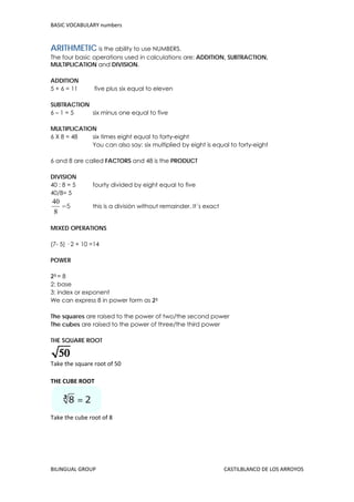 Unit 1 numbers-vocabulary | PDF | Birdwatching | Hobbies & Interests