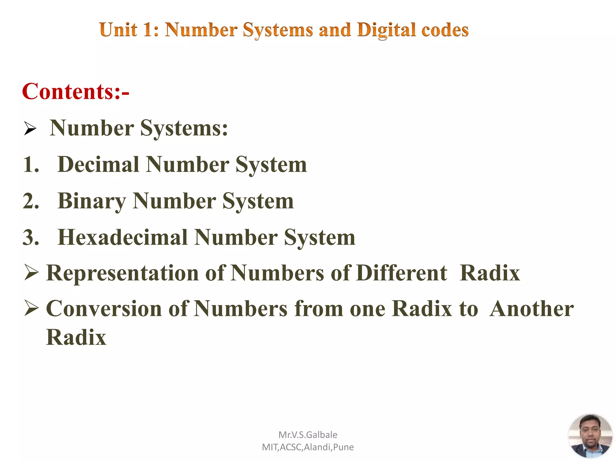 Number systems and Digital code_VSG | PPTX