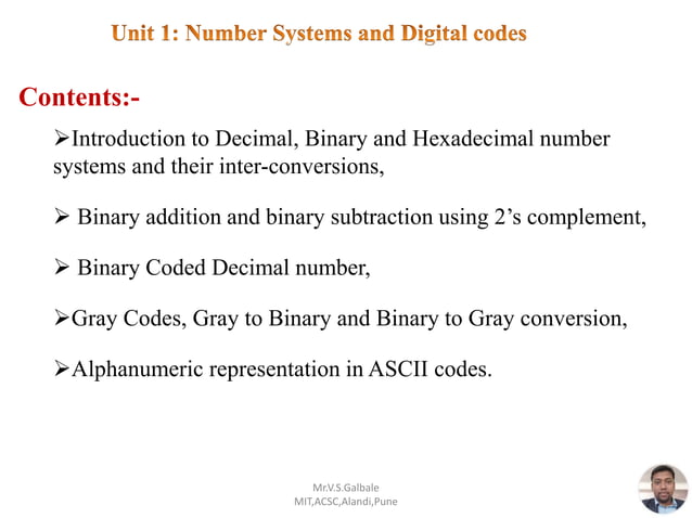 Number systems and Digital code_VSG | PPT