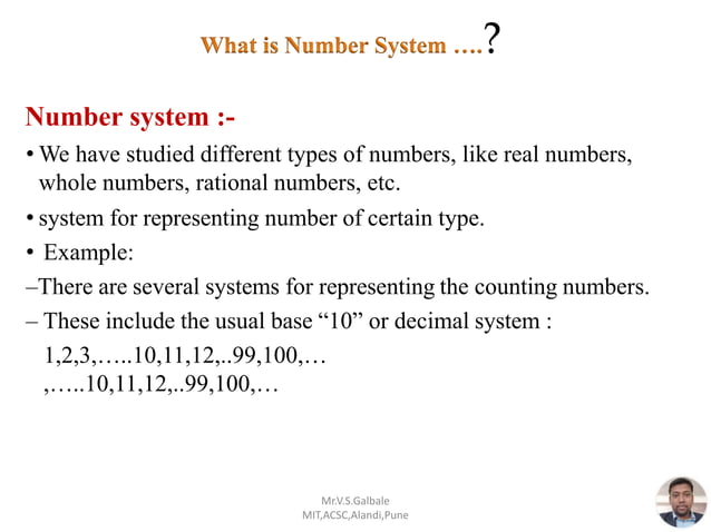 Number systems and Digital code_VSG | PPT