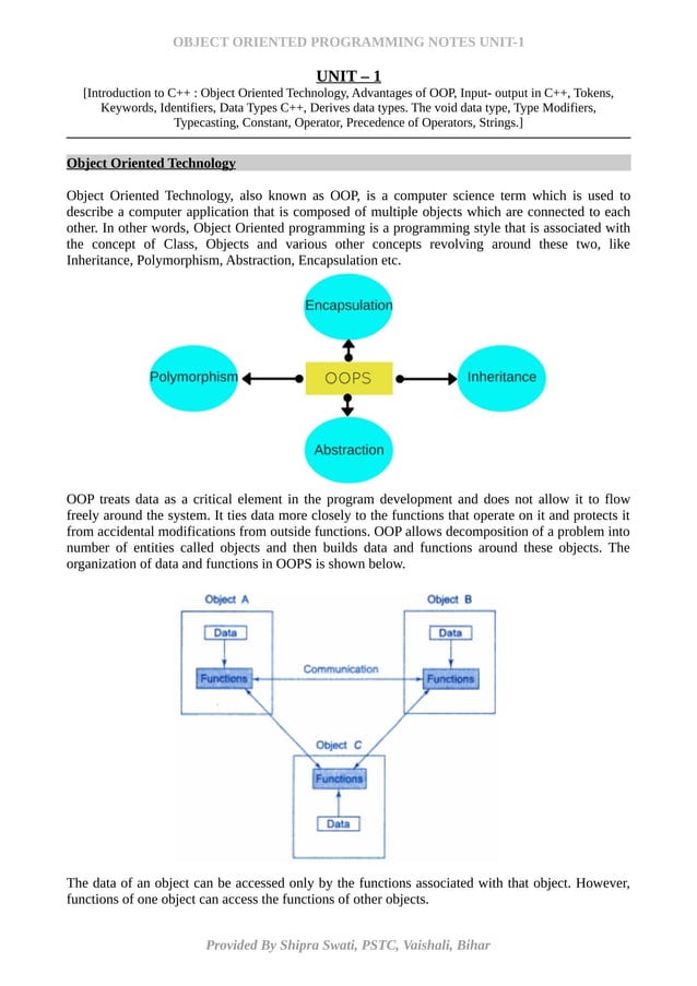 OOPS_Unit_1 | PDF