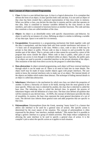 OOPS_Unit_1 | PDF