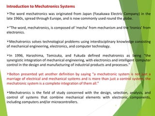 Unit 1(part-1)Introduction of mechatronics | PPT