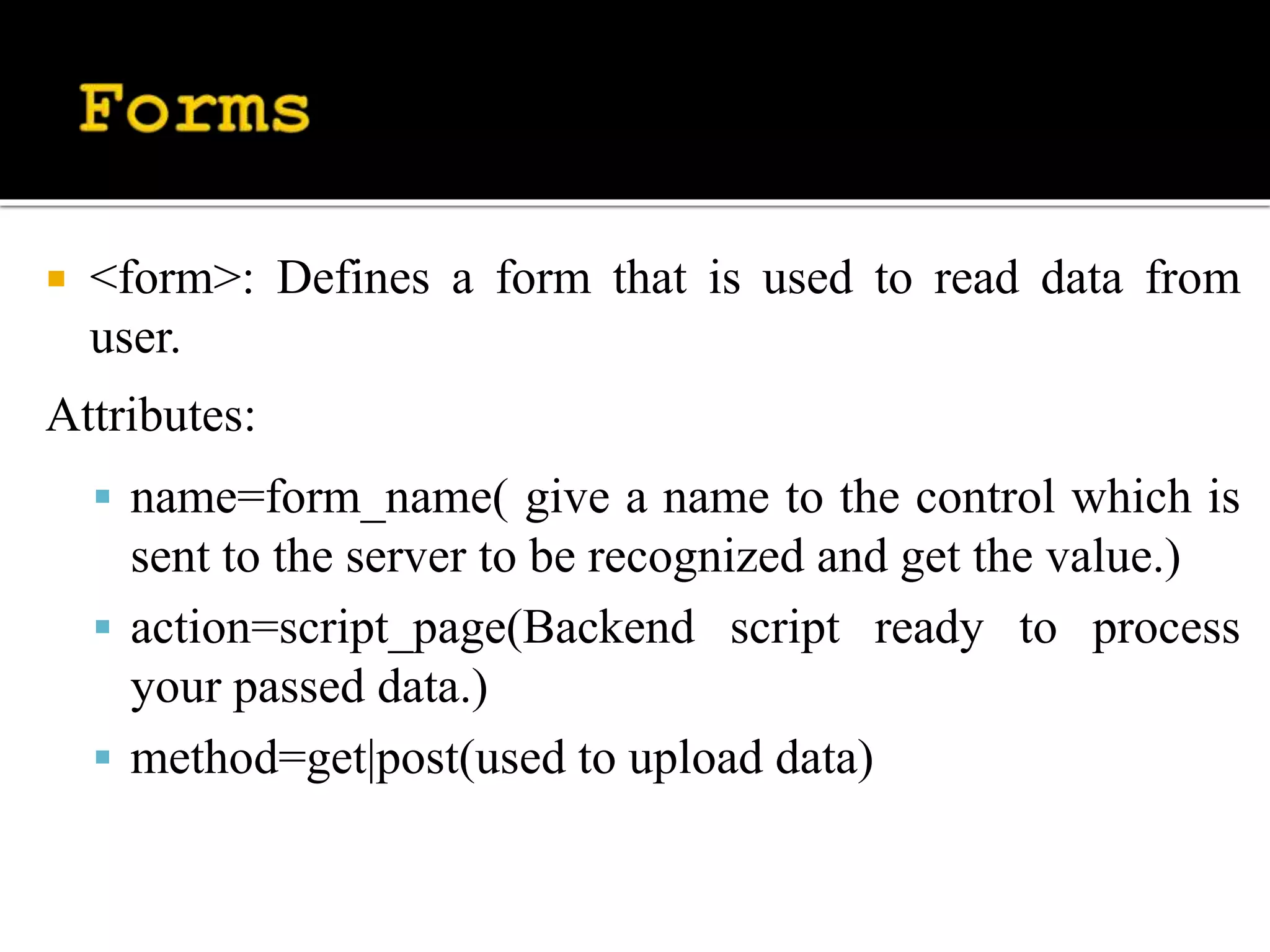 Unit 1part-2 forms & frames | PPTX
