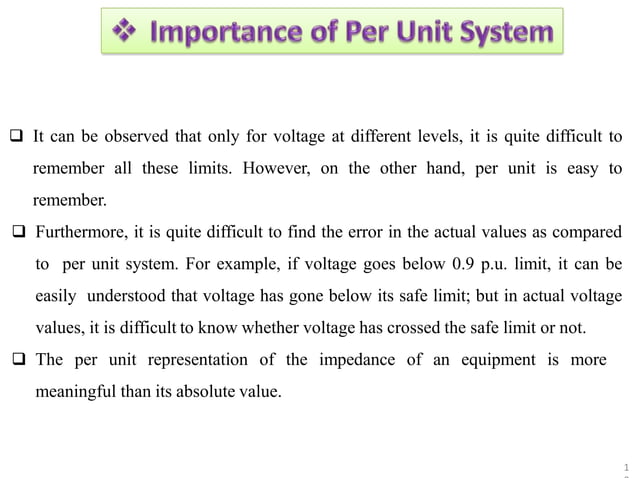 Unit-1 Per Unit System.pptx | Technology & Computing