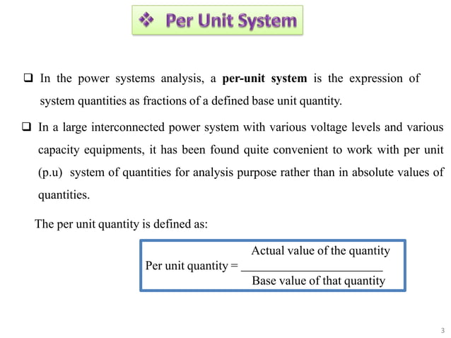 Unit-1 Per Unit System.pptx | Technology & Computing