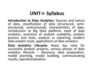 Introduction to Data Analytics, AKTU - UNIT-1 | PDF