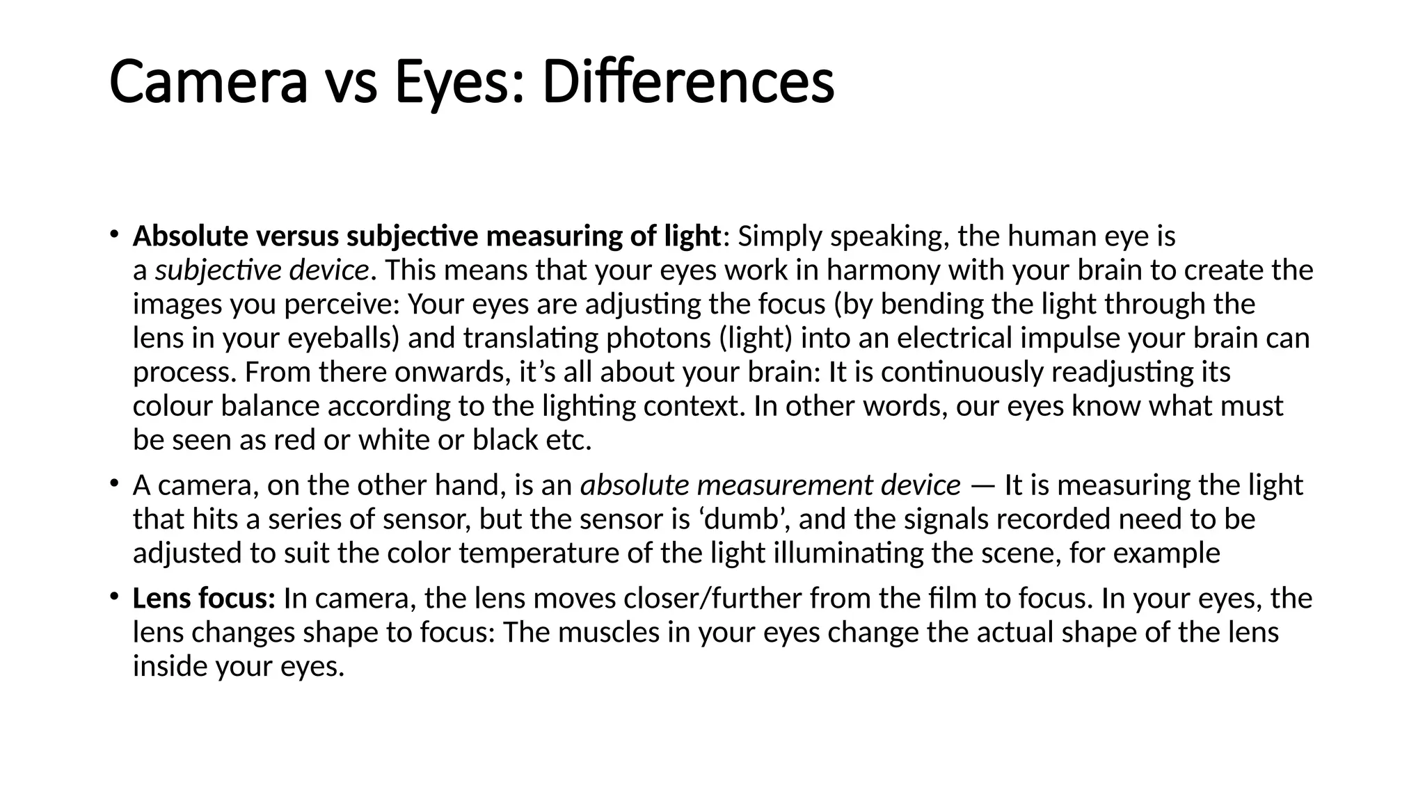Unit-1 PPT human eys vs camera comparison. | PPTX