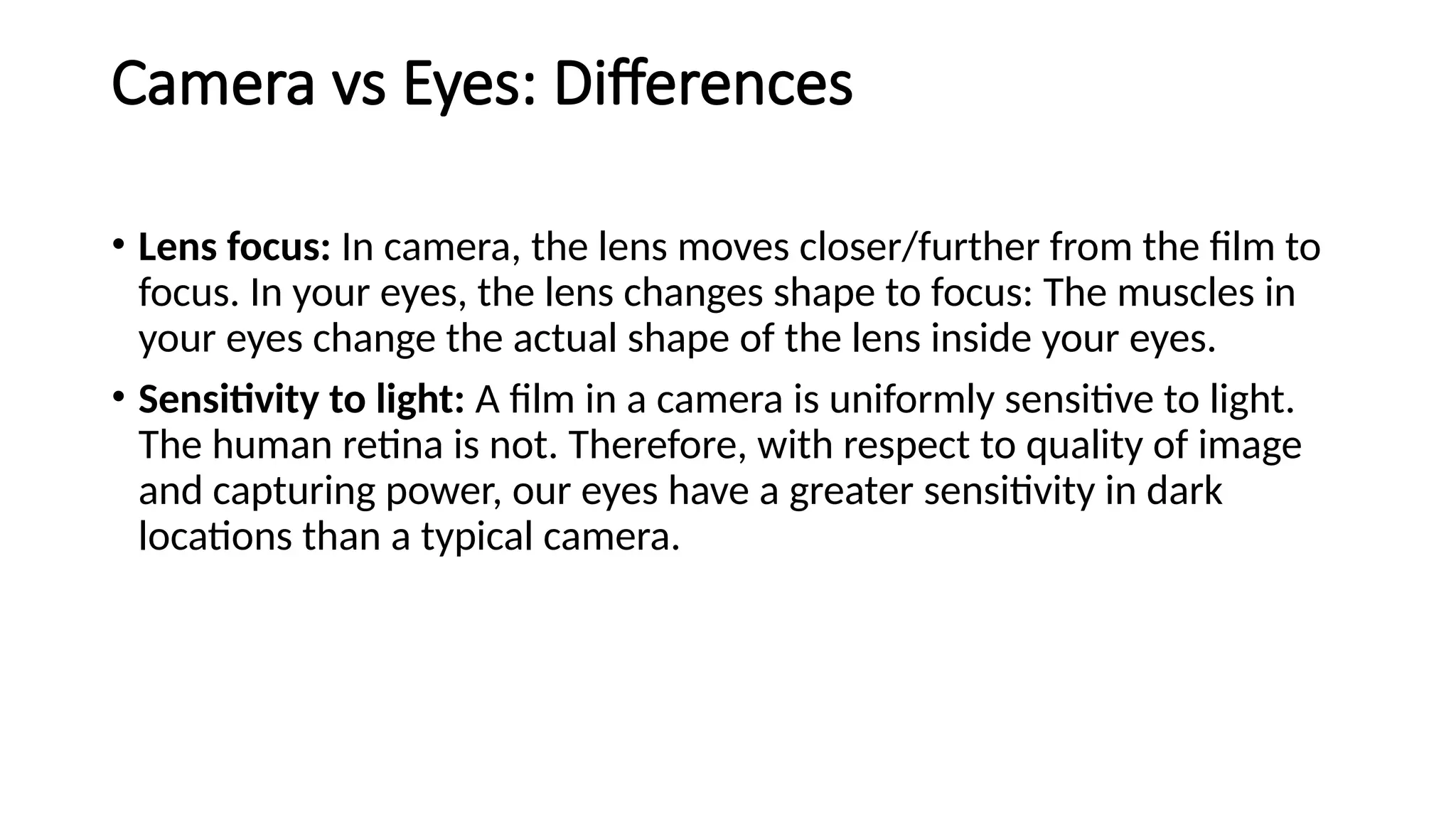 Unit-1 PPT human eys vs camera comparison. | PPTX
