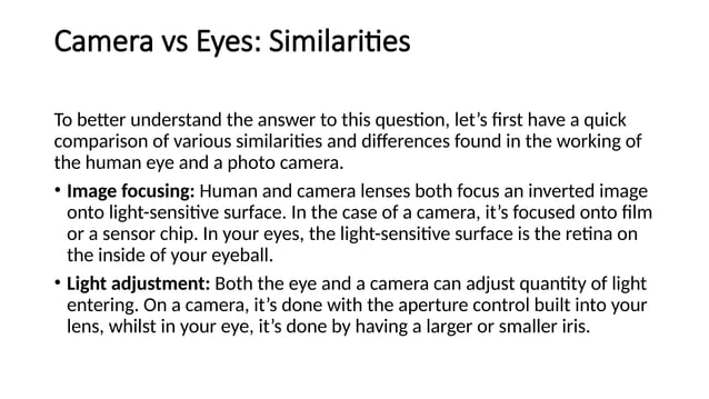 Unit-1 PPT human eys vs camera comparison. | PPTX