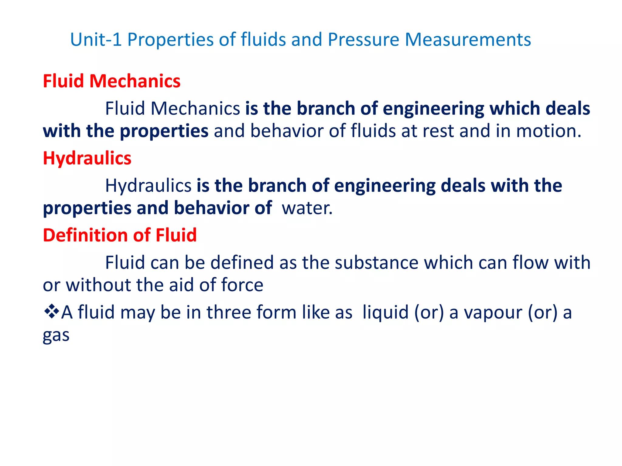 Unit-1 Properties of fluids and Pressure Measurements.pptx