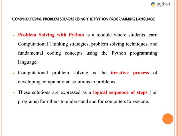 Unit 1 20acs04 Problem Solving And Programming Using Python Ppt 
