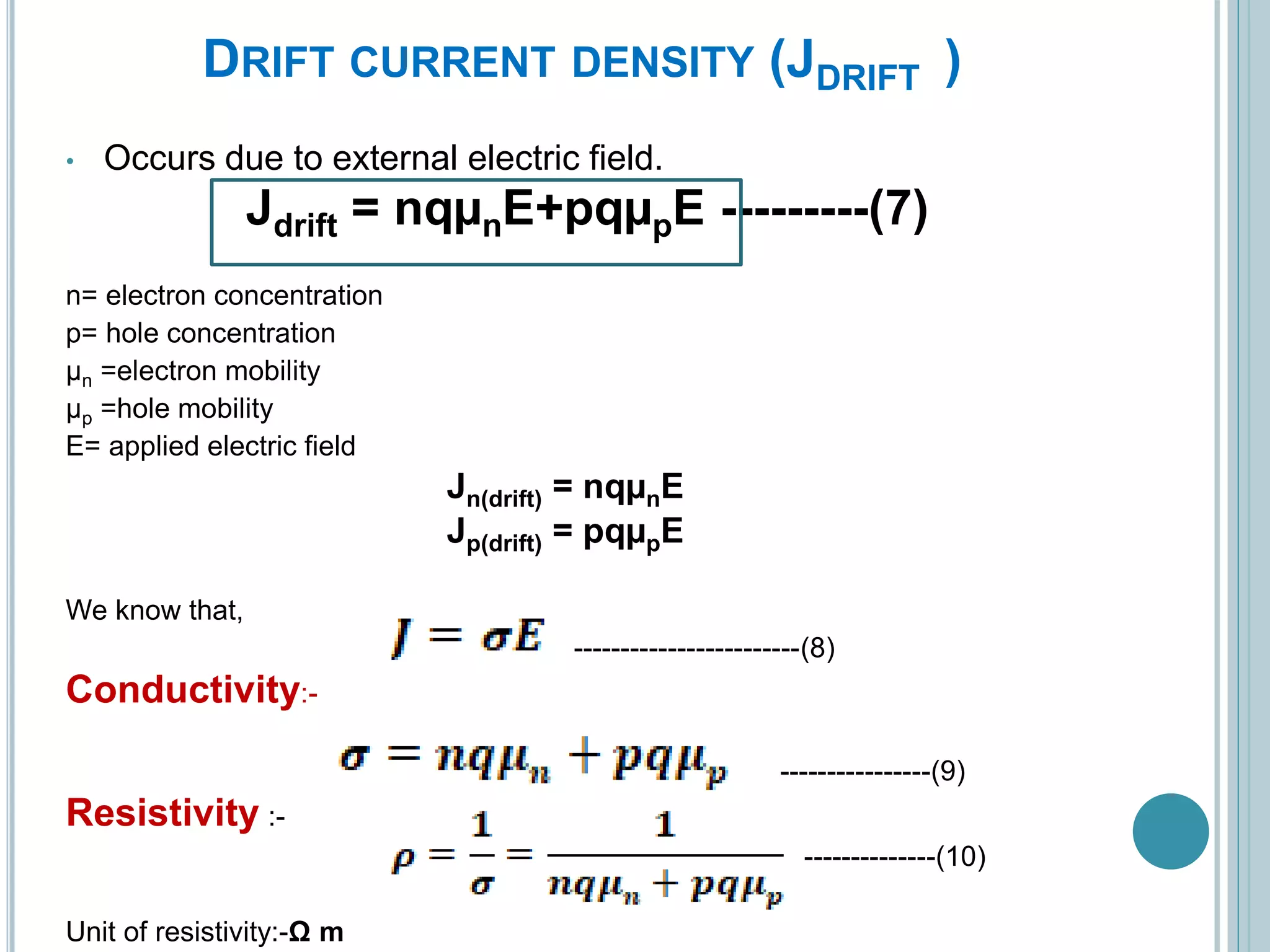 Basics of semiconductor, current equation, continuity equation ...