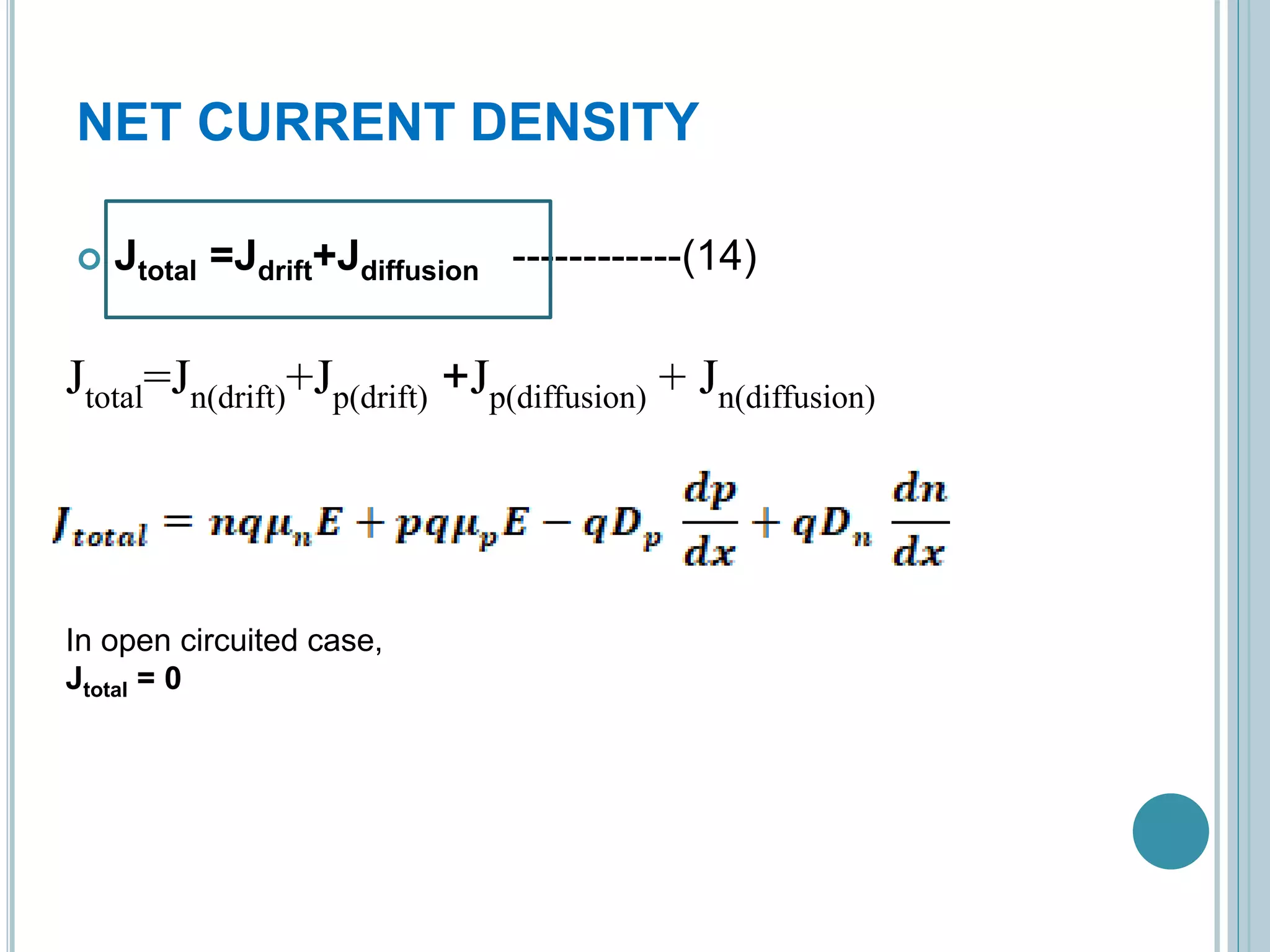Basics Of Semiconductor Current Equation Continuity Equation Injected Minority Carrier Pptx