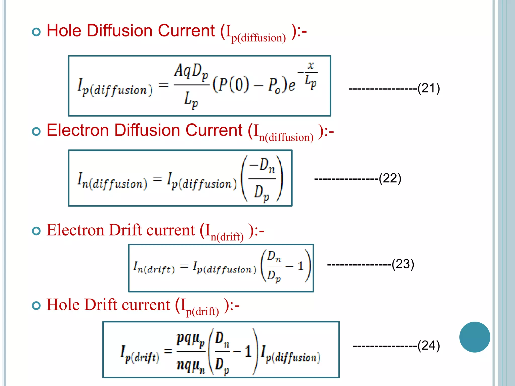 Basics Of Semiconductor Current Equation Continuity Equation Injected Minority Carrier Pptx