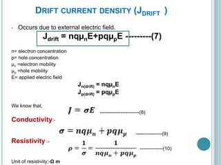 Basics of semiconductor, current equation, continuity equation ...