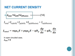 Basics of semiconductor, current equation, continuity equation ...