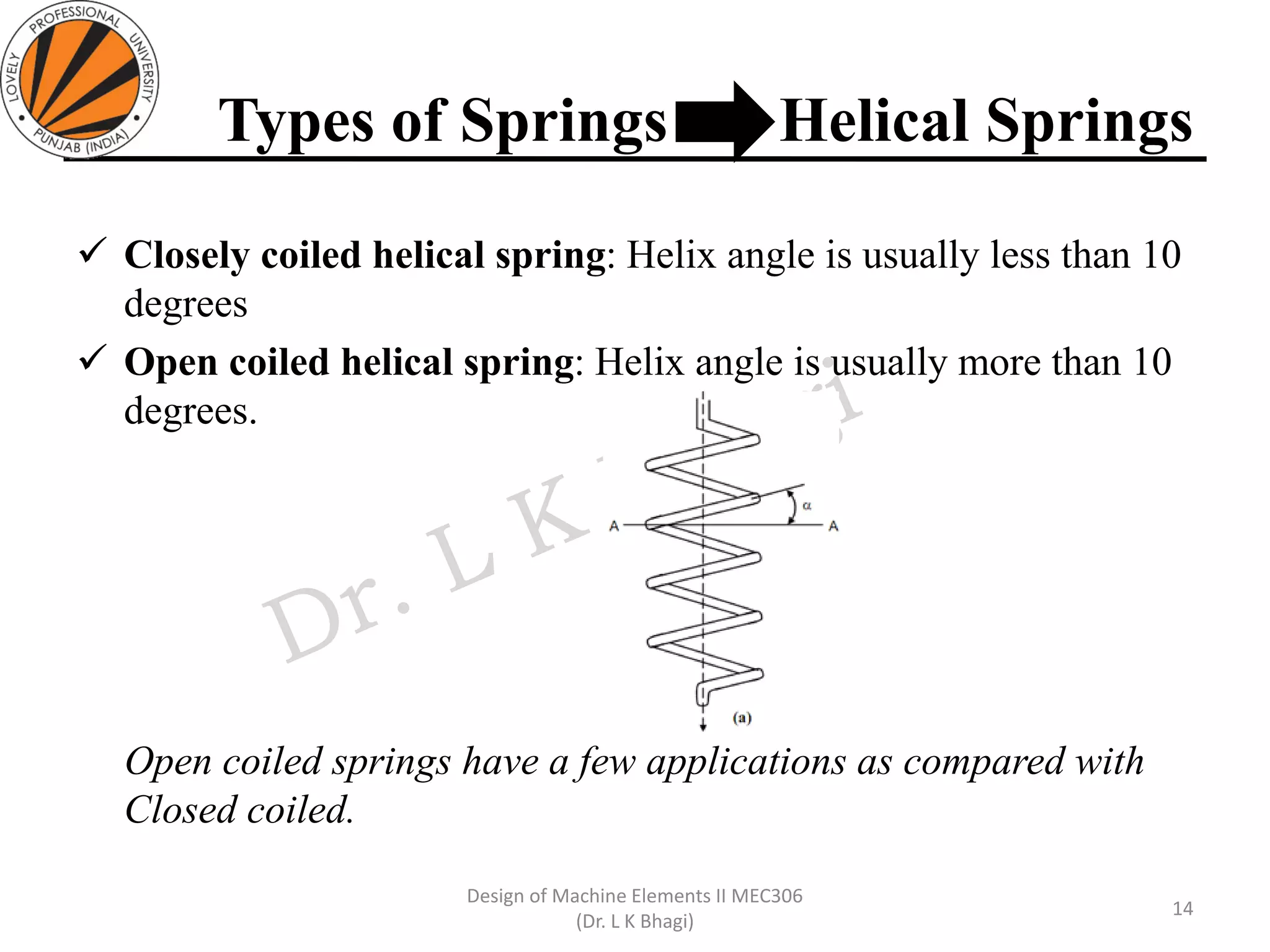 Springs - DESIGN OF MACHINE ELEMENTS-II | PDF