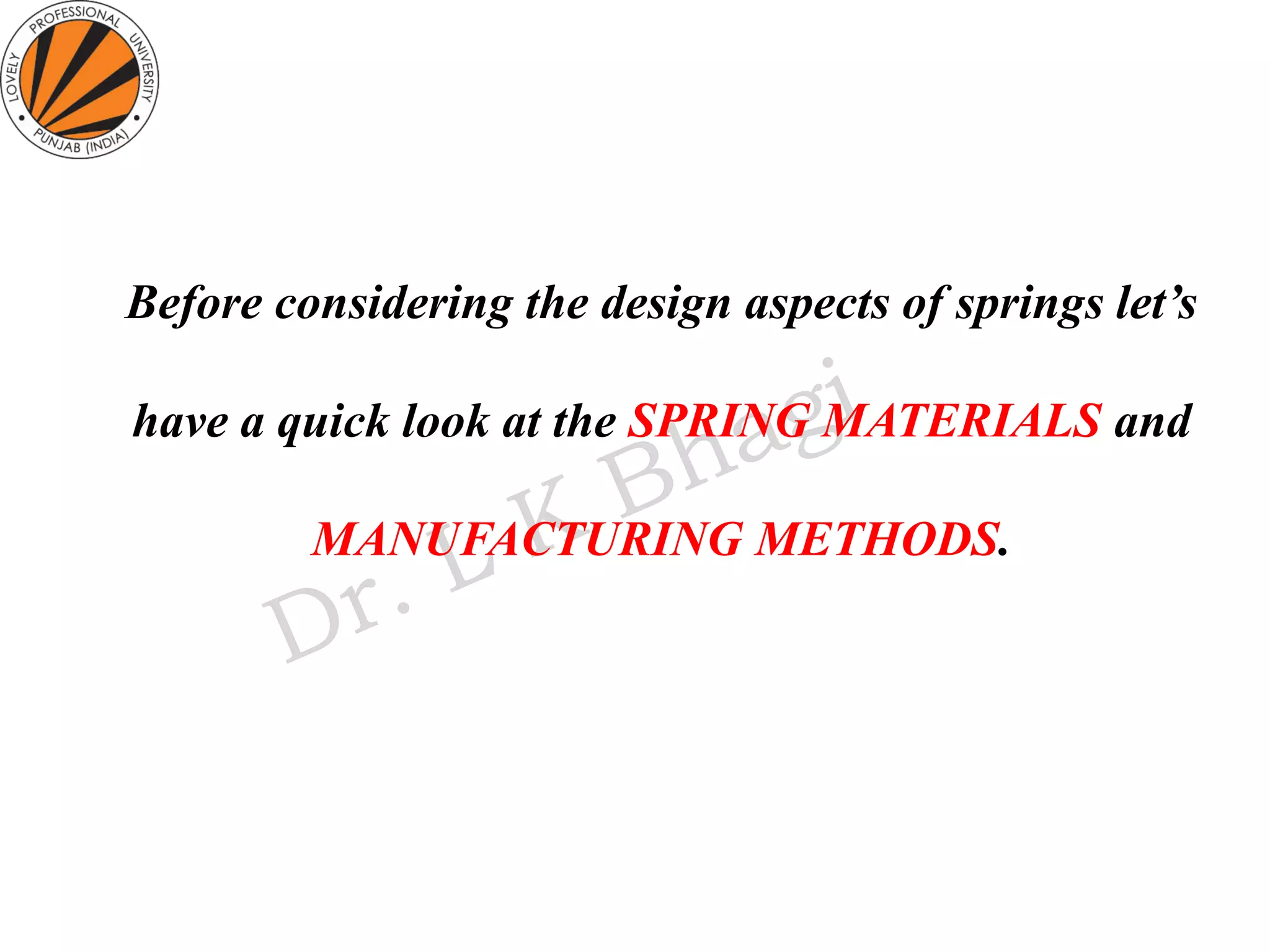 Springs - DESIGN OF MACHINE ELEMENTS-II | PDF | Physics | Science