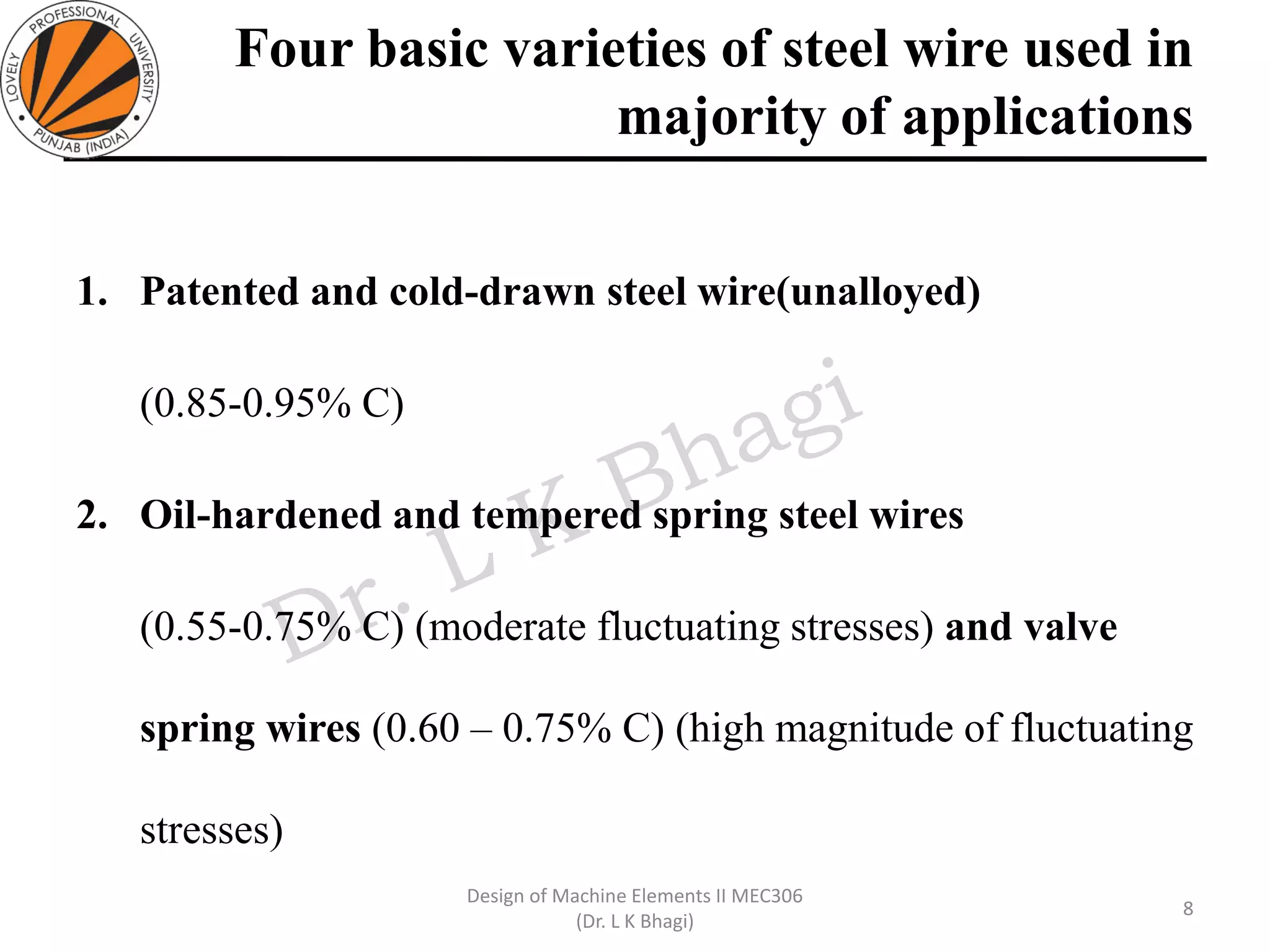 Springs - DESIGN OF MACHINE ELEMENTS-II | PDF