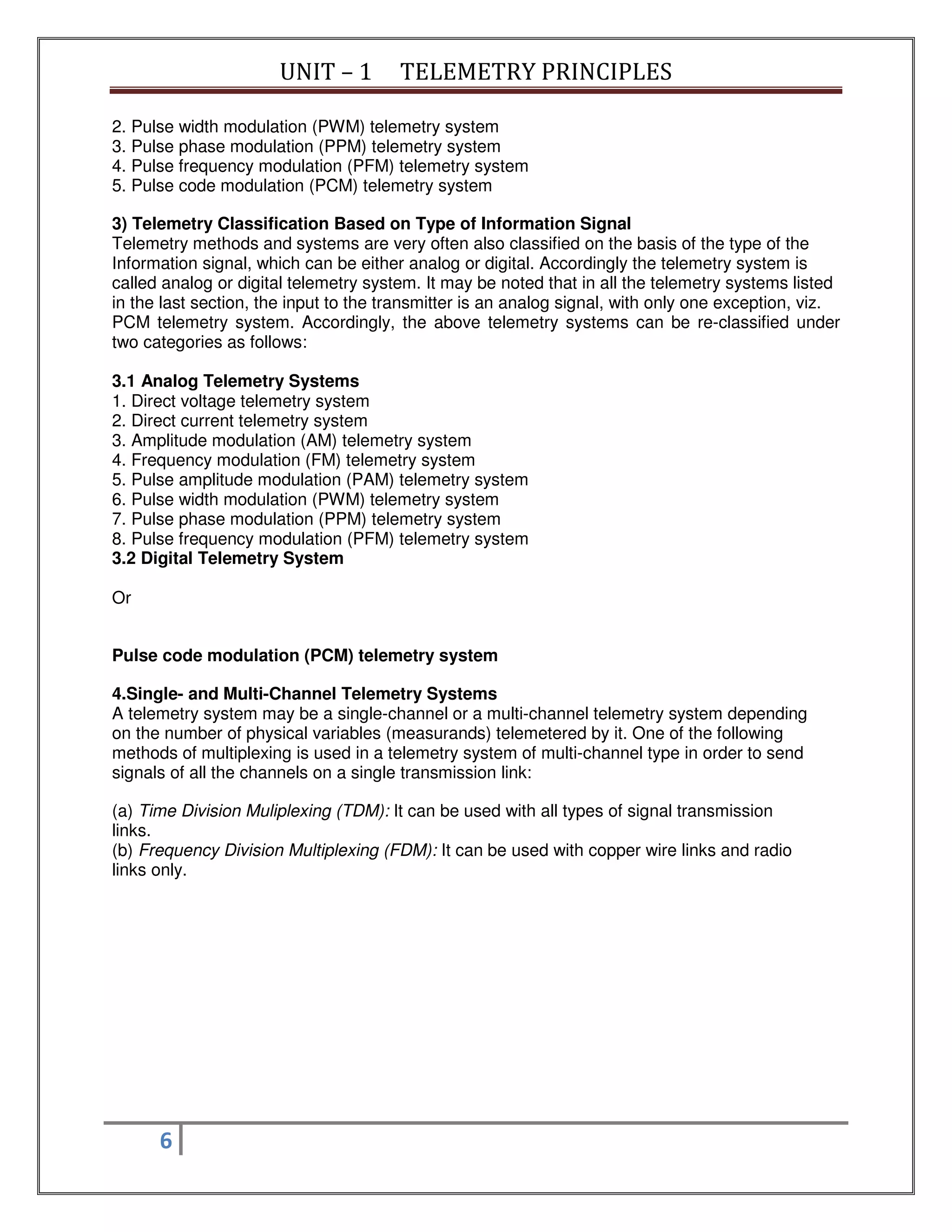 Unit 1 telemetry principles | PDF