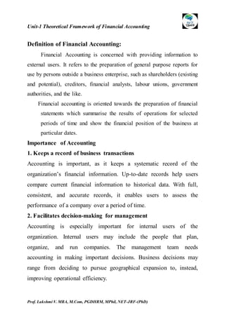 Unit 1 theoritical framework of financial accounting | DOCX