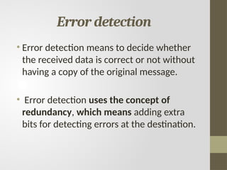 Computer Networks - Error Detection and Correction | PPTX | Computer Networking | Computing