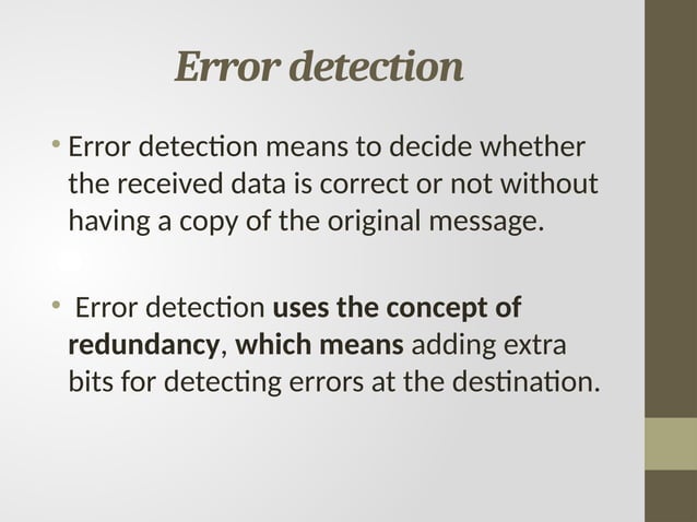 Computer Networks - Error Detection and Correction | PPTX | Computer Networking | Computing