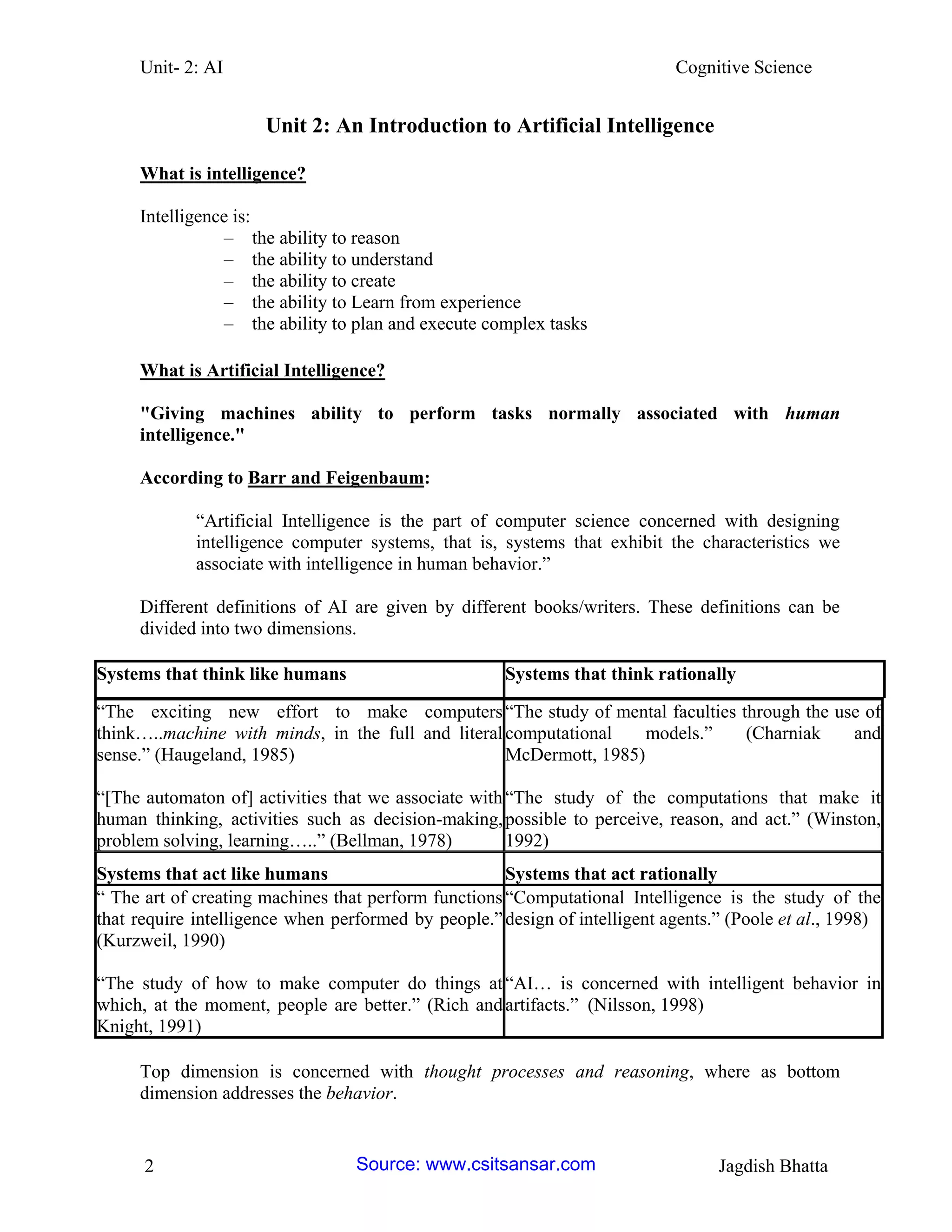 Cognitive Science Unit 2 | PDF